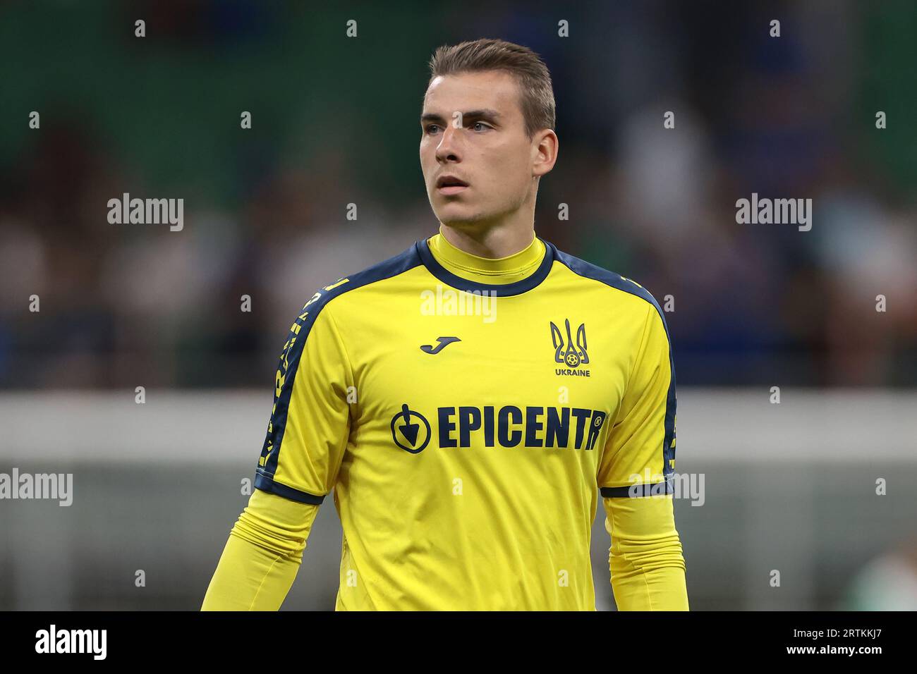 Milan, Italy. 12th Sep, 2023. Andriy Lunin of Ukraine during the warm ...