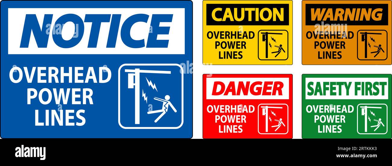 Danger Sign Overhead Power Lines Stock Vector Image & Art - Alamy