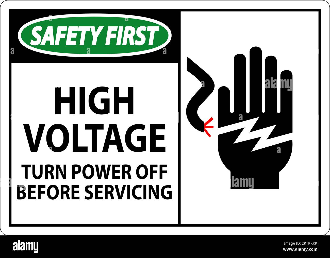Safety First Sign High Voltage - Turn Power Off Before Servicing Stock ...