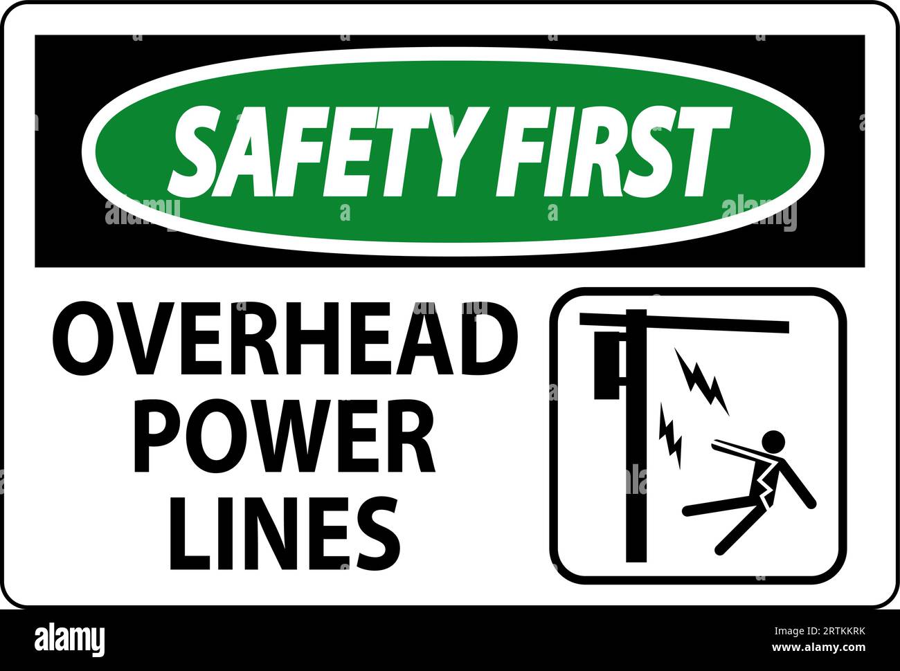 Safety First Sign Overhead Power Lines Stock Vector Image & Art - Alamy