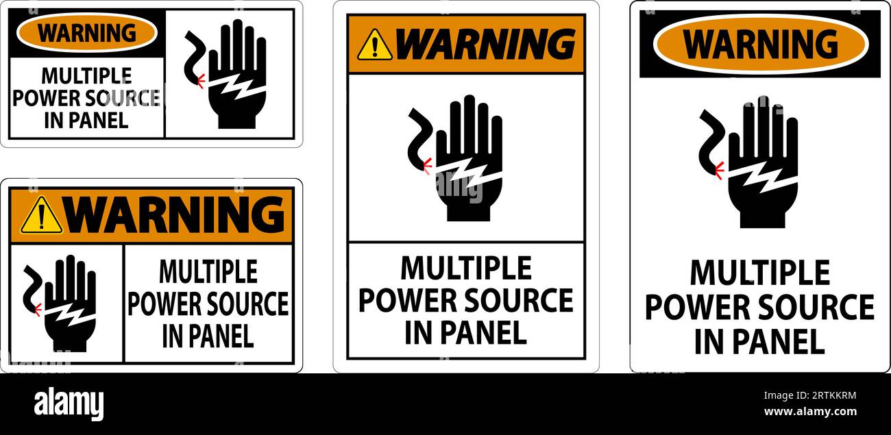 Warning Sign Multiple Power Source In Panel Stock Vector Image & Art ...