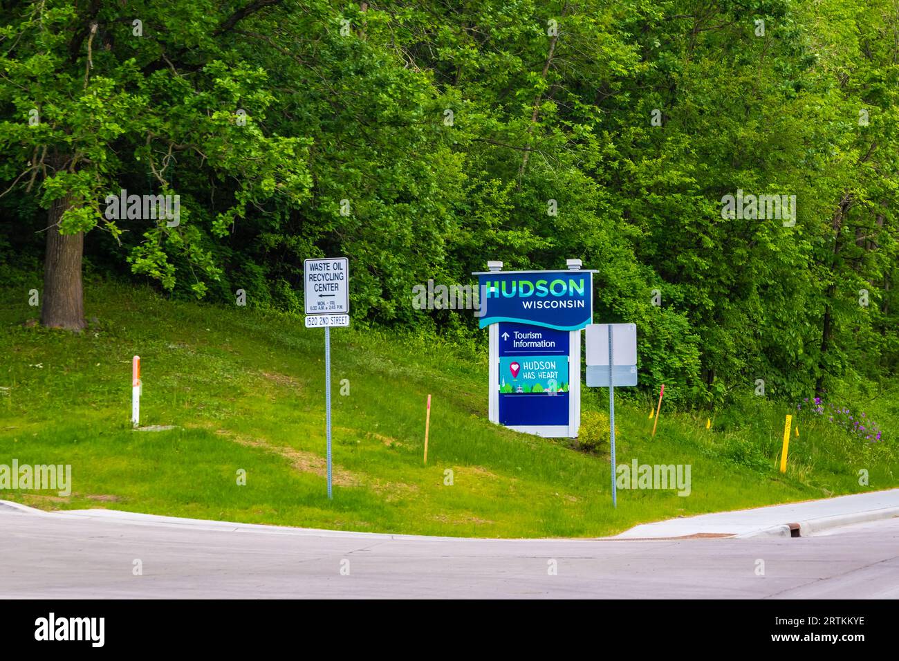 Hudson, WI, USA - June 5, 2022: A welcoming signboard at the entry ...