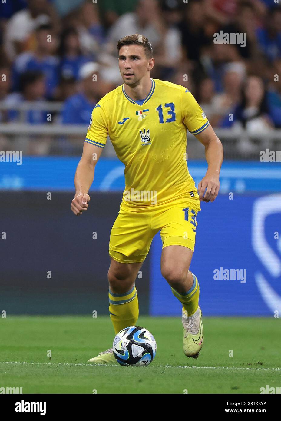 Milan, Italy. 12th Sep, 2023. Illia Zabarnyi of Ukraine during the UEFA ...