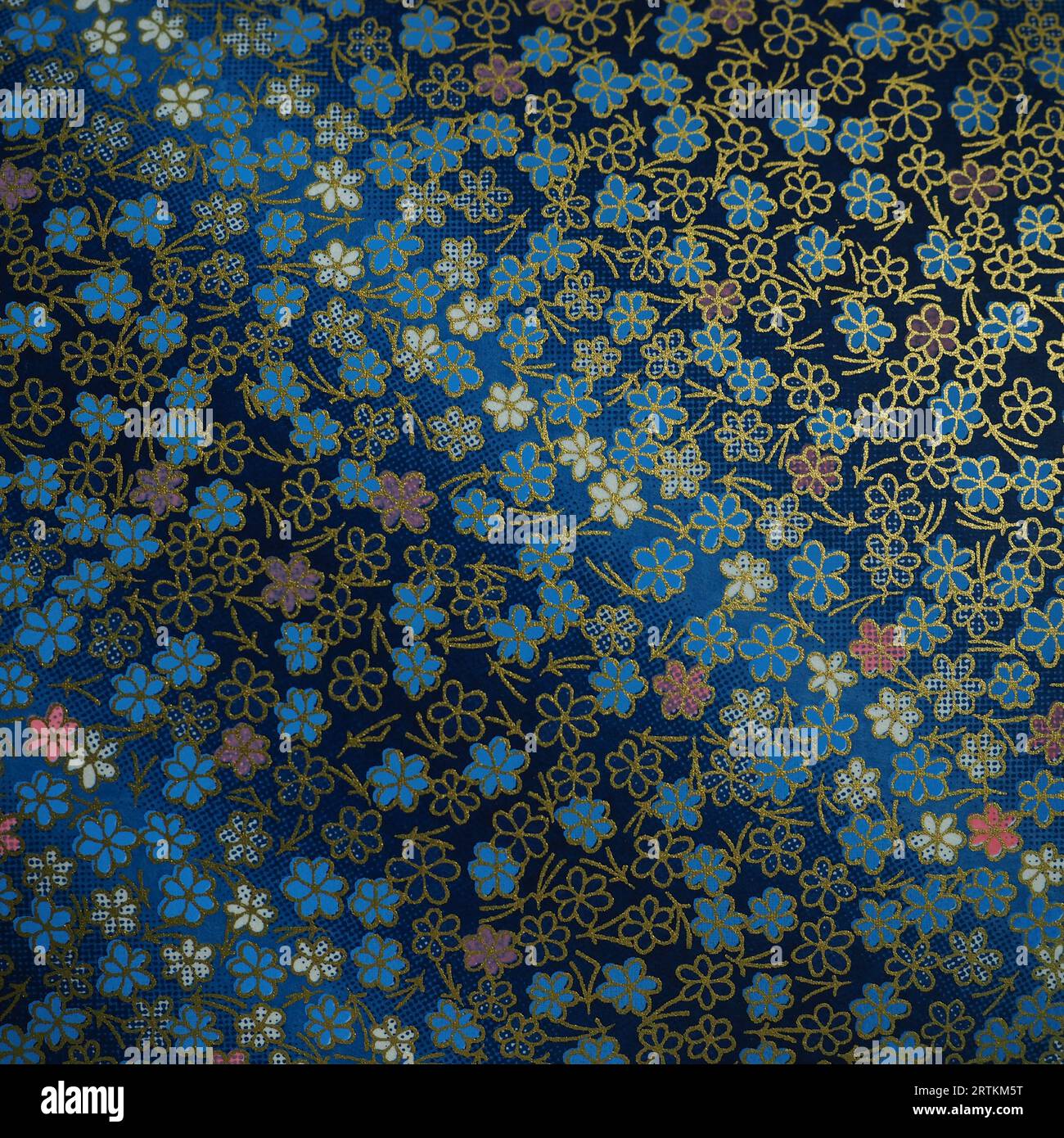 Japanese traditional patterns - floral, dark blue Stock Photo - Alamy