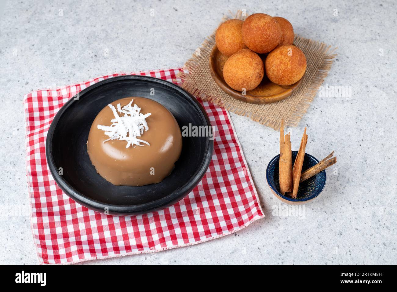 Delicious custard and fritters - Colombian Christmas food Stock Photo ...