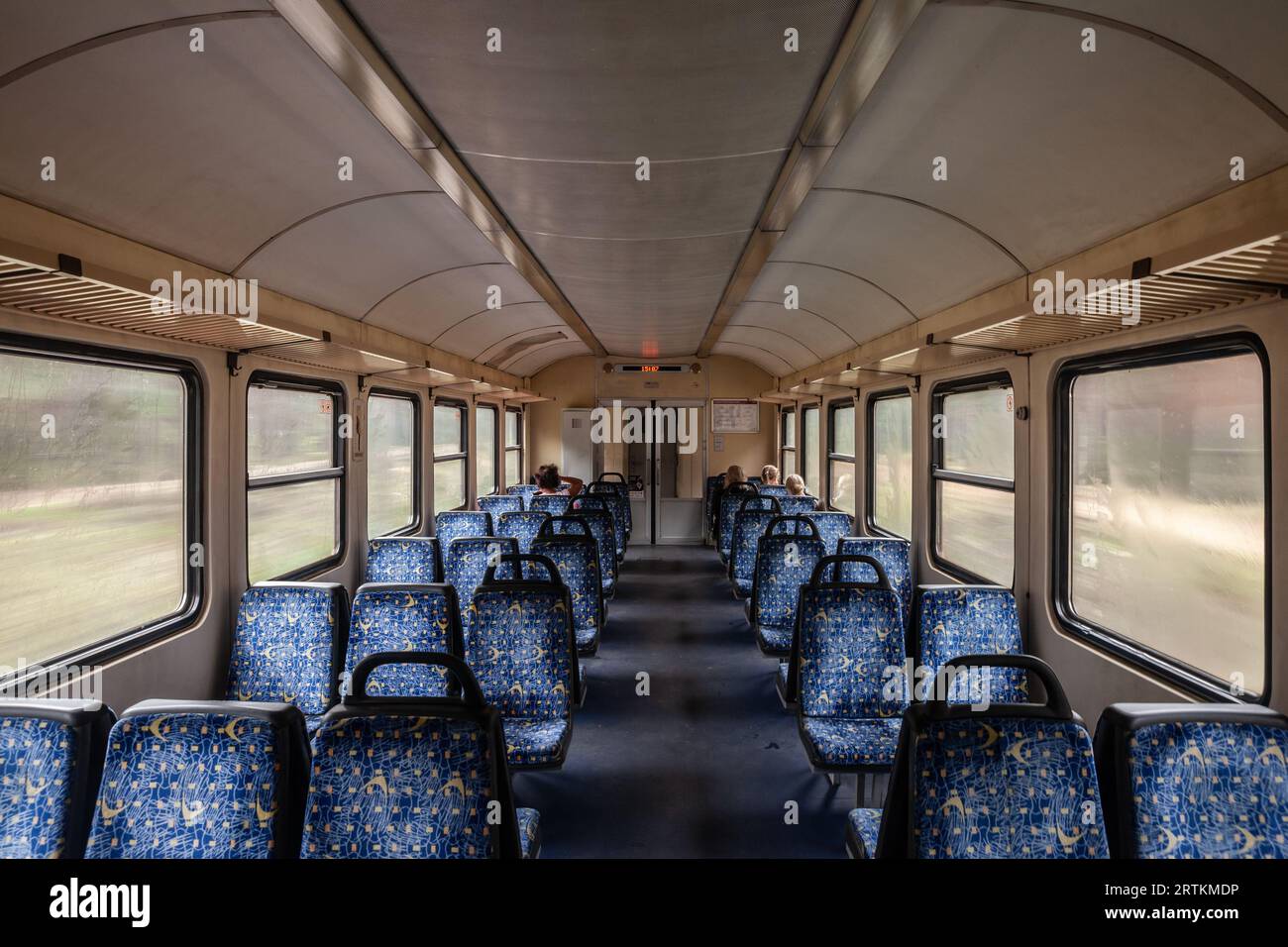 Picture of a typical seat from a European train,, en route in Riga ...