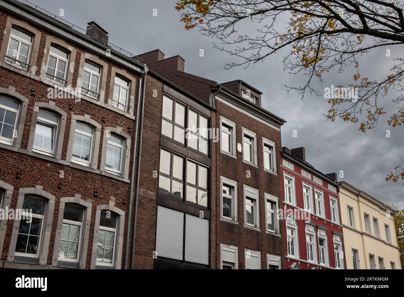 Picture of facades of residential building, with a vintage german ...