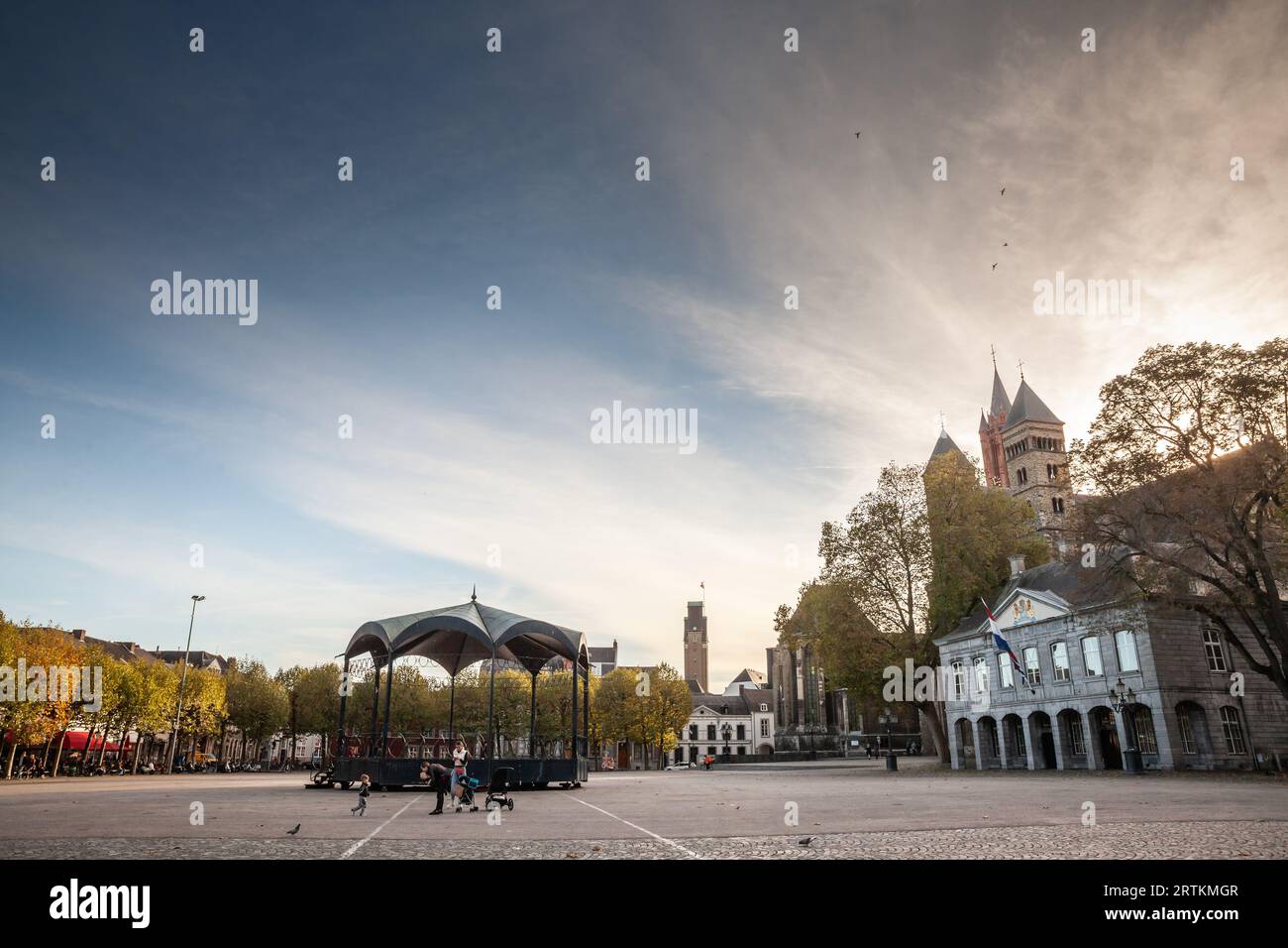 Picture of the Vrijthof of Maastricht, Netherlands. Vrijthof is a large ...