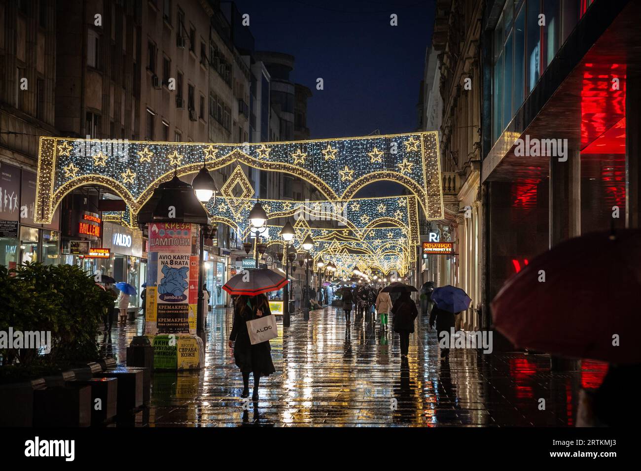 Picture of the Belgrade Christmas decorations on the Kneza Mihailova ...