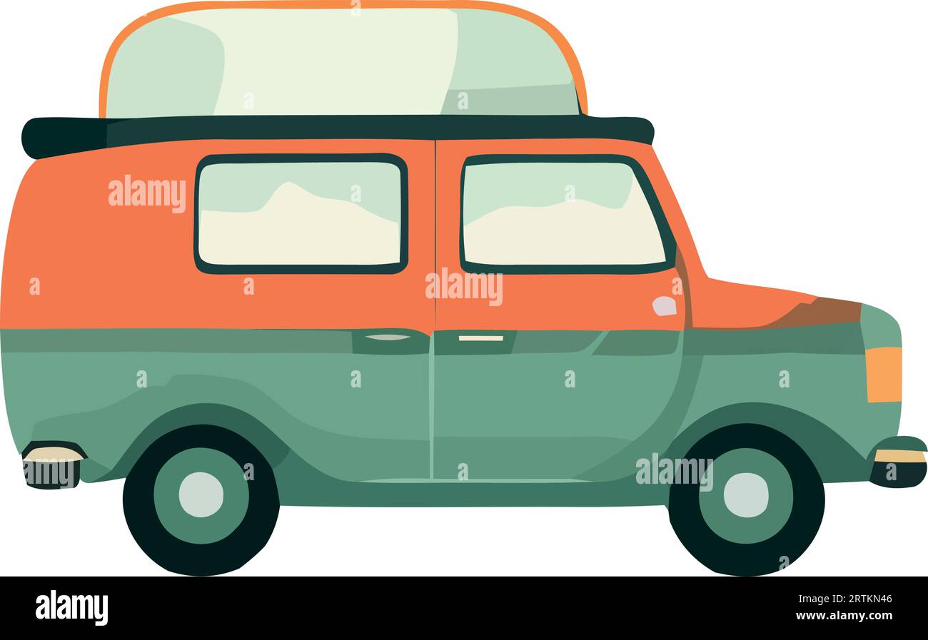 orange and green van travel vehicle Stock Vector Image & Art - Alamy
