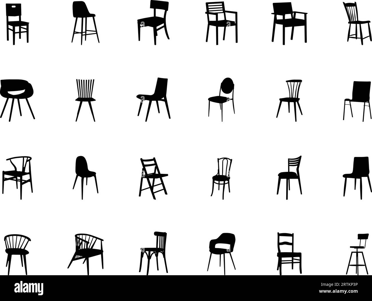 Wooden chairs silhouette, Chair silhouettes, Wooden modern chairs ...