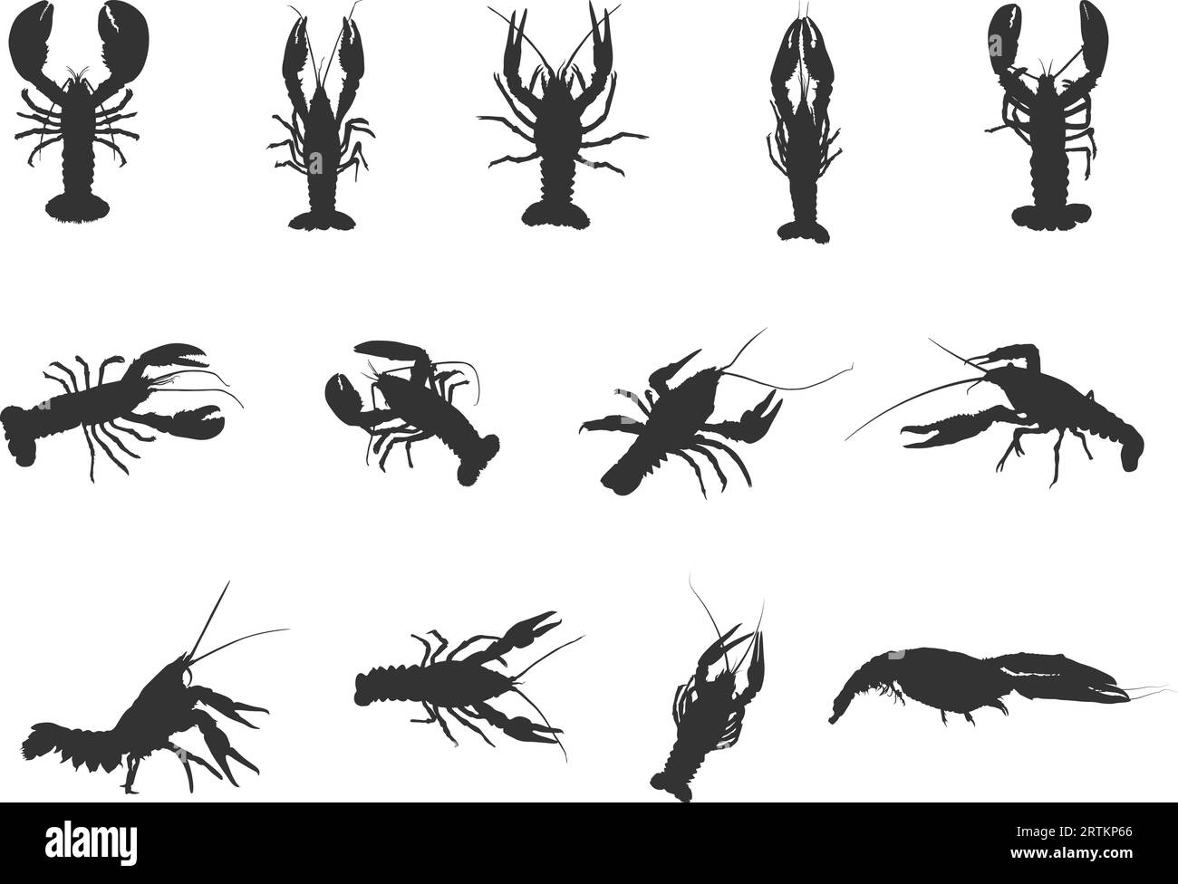 Crayfish silhouette, Lobsters silhouette, Crayfish svg, Crawfish svg ...