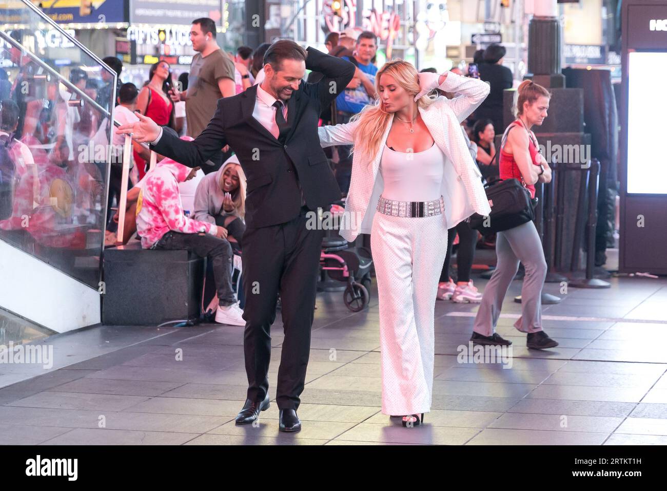 Nick Kosir and Montana Tucker are seen dancing in Times Square in New ...