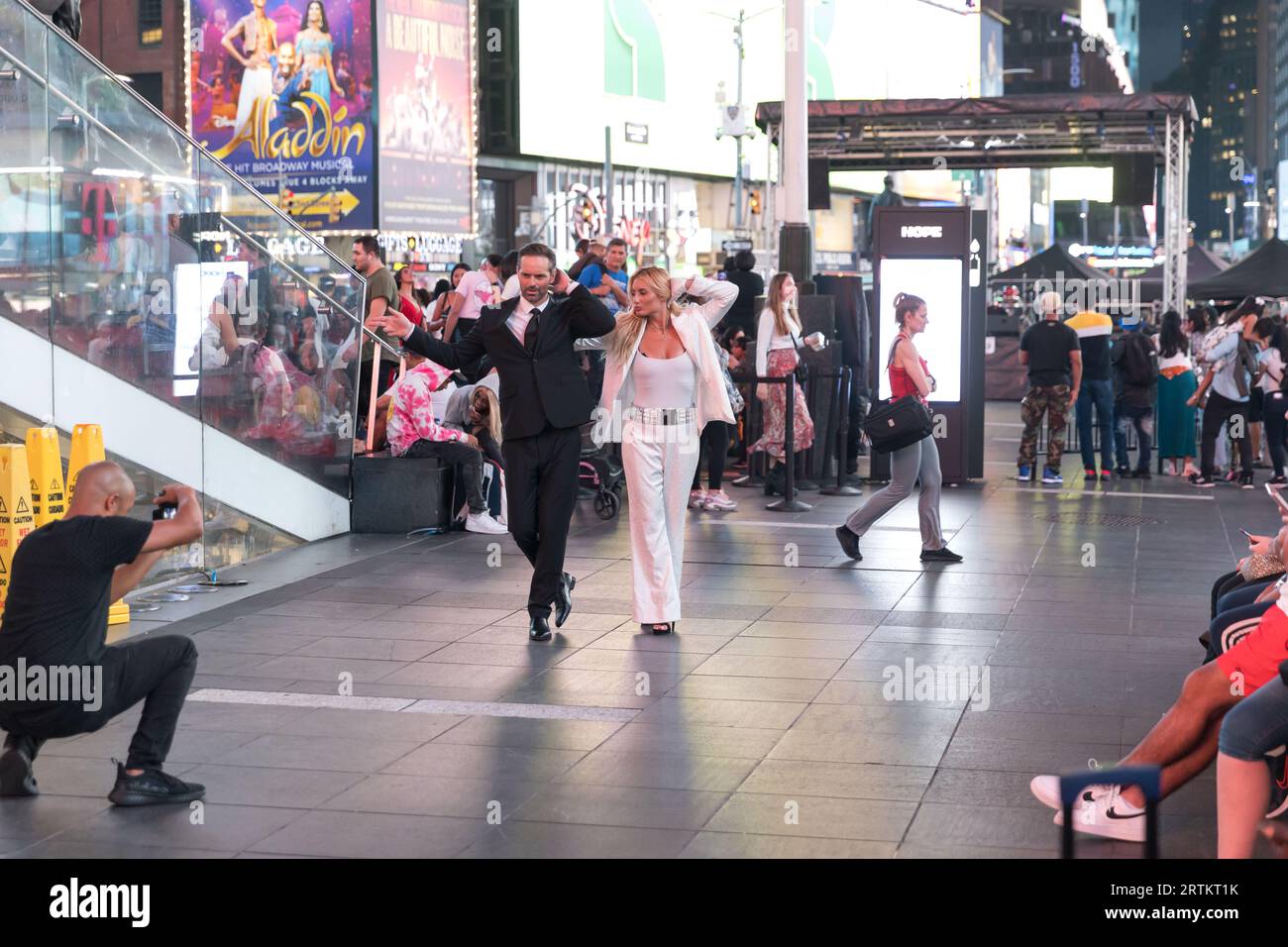 Nick Kosir and Montana Tucker are seen dancing in Times Square in New ...