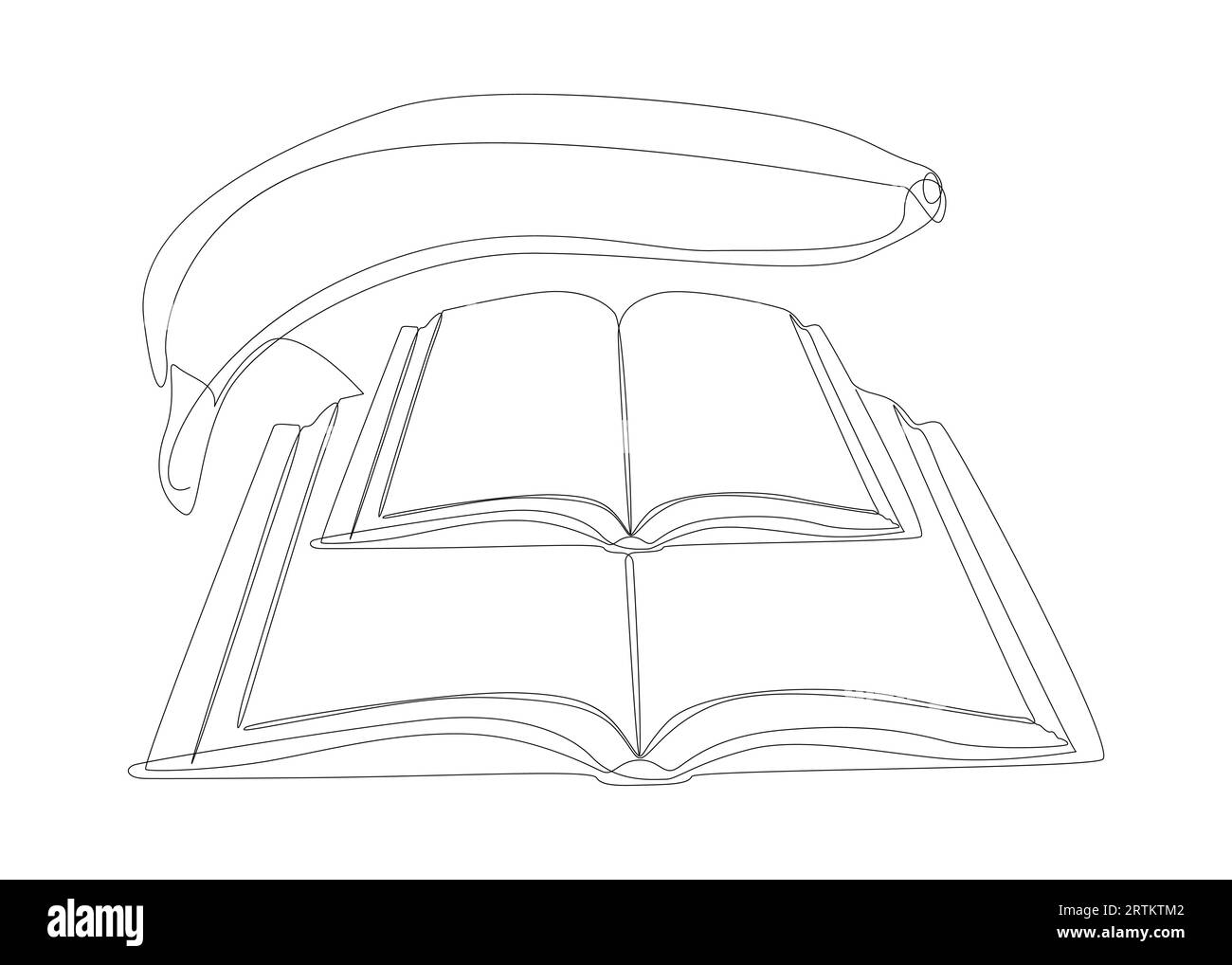 One continuous line of Book with banana. Thin Line Illustration vector ...