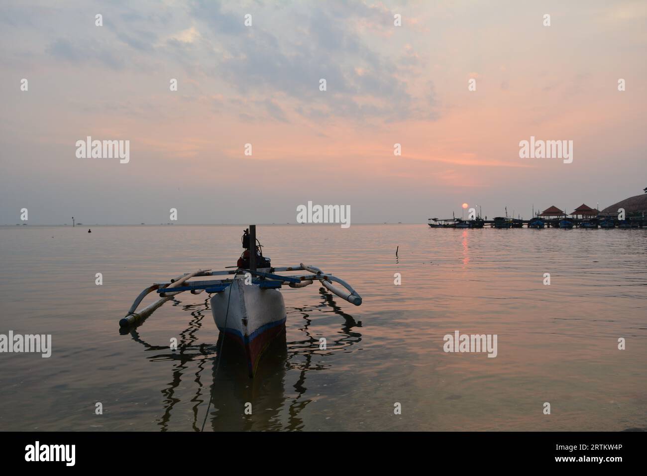 A very beautiful view of the sun rising on Kartini beach, Jepara ...