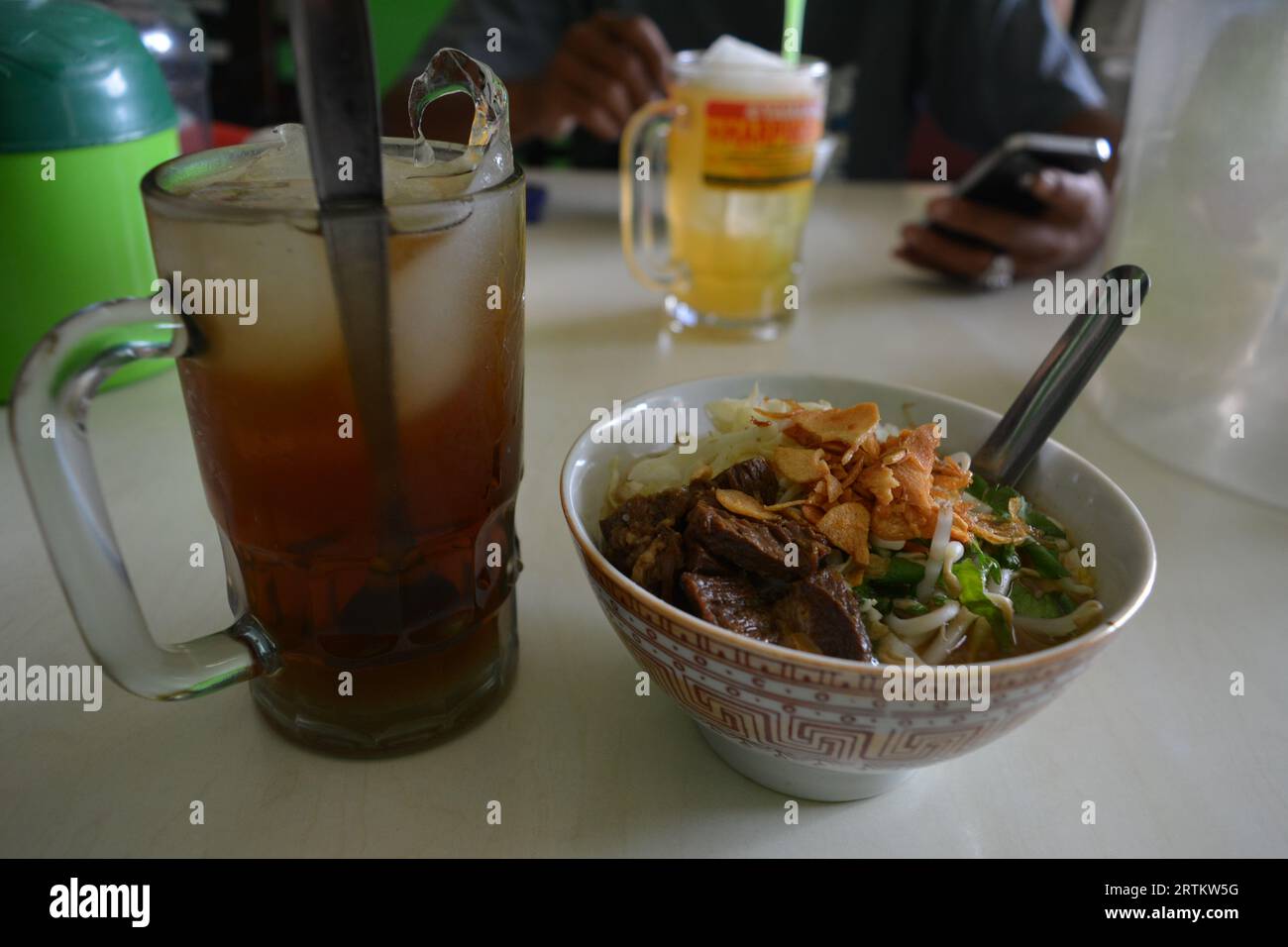 Traditional food of buffalo beef soup typical of the city of Kudus, Central Java which is very ...
