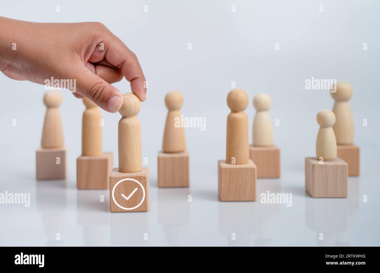 concept Business and HR for leadership and team leader, one wooden ...