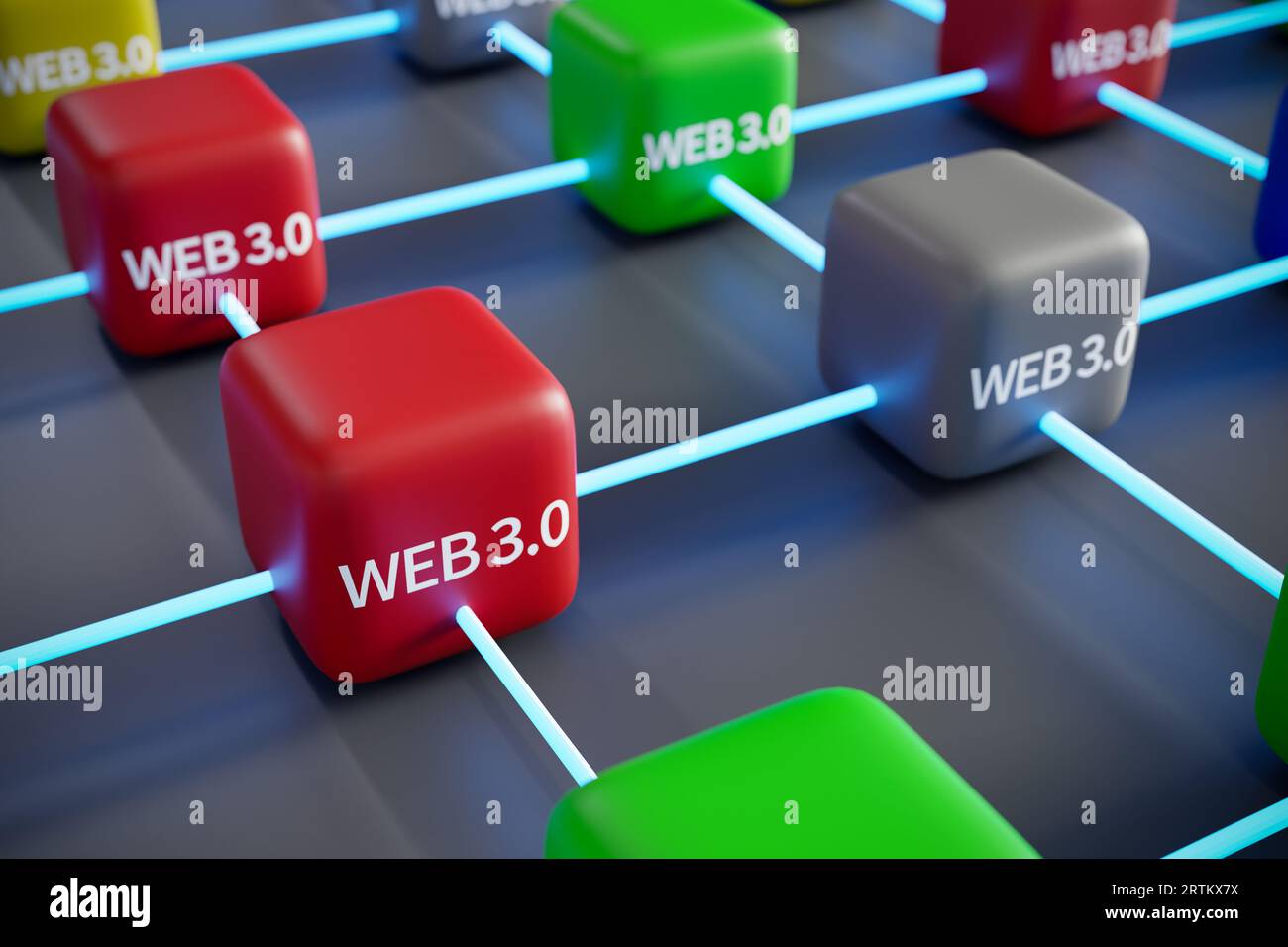 Concepts Related To Web30 Decentralization And Peer To Peer Connection 3d Rendering Stock