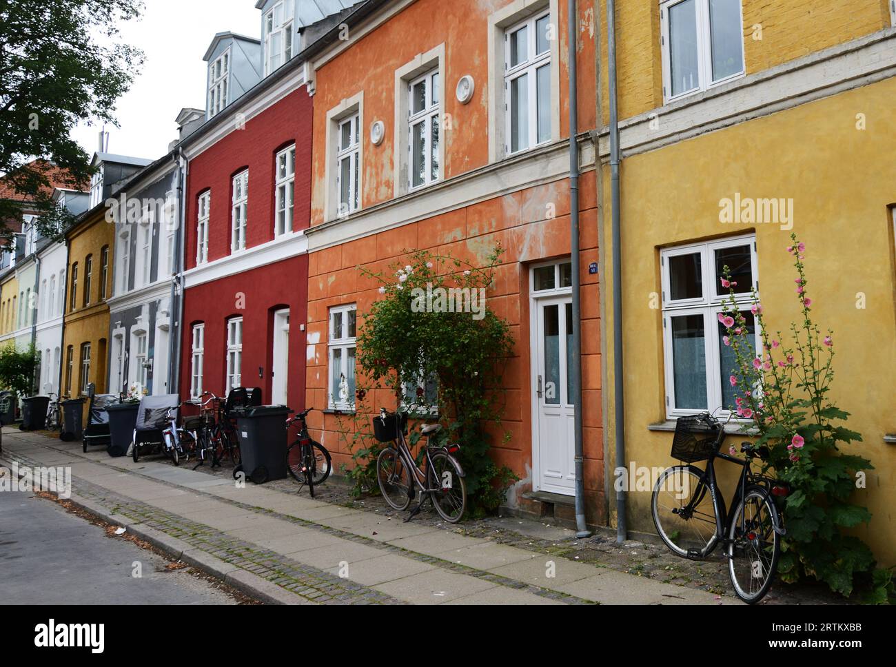 Colorful old buildings around Krusemyntegade in Copenhagen, Denmark ...