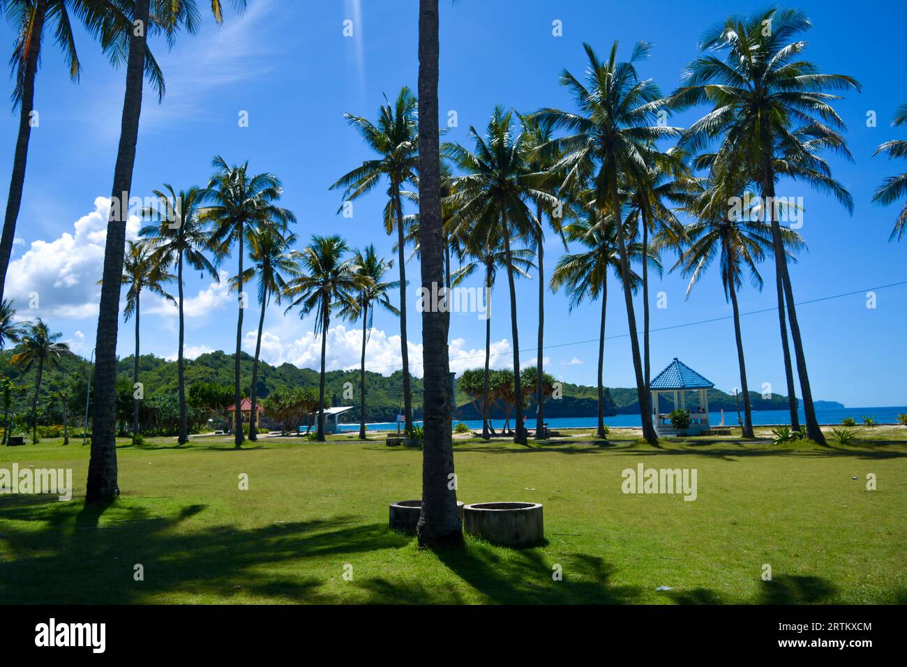 The beautiful view of Srau beach in Pacitan Indonesia with the beach ...