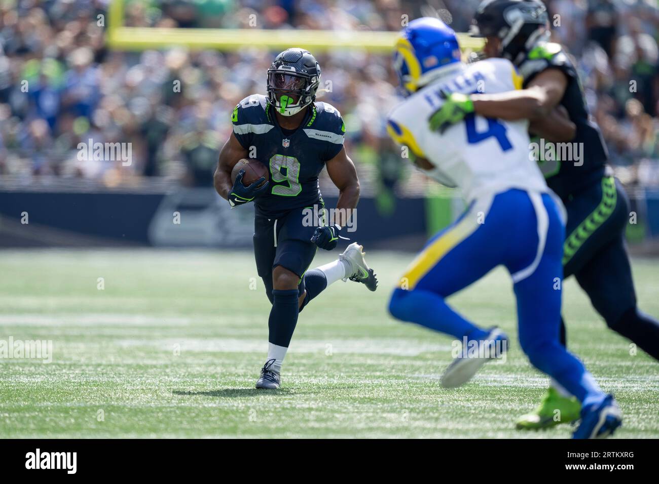 Seattle Seahawks running back Kenneth Walker III (9) runs with the ball ...