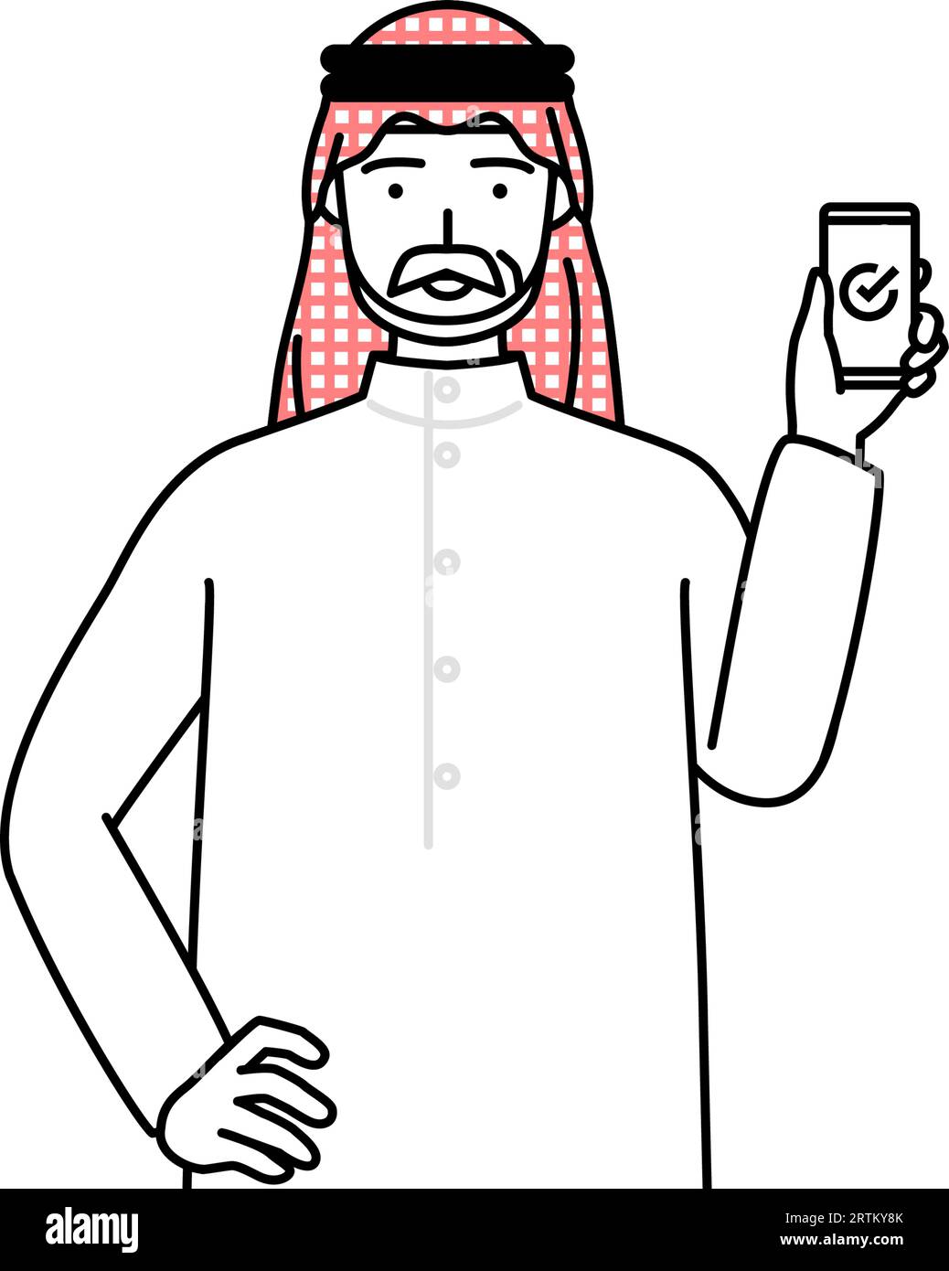Senior Muslim Man using a smartphone at work, Vector Illustration Stock ...