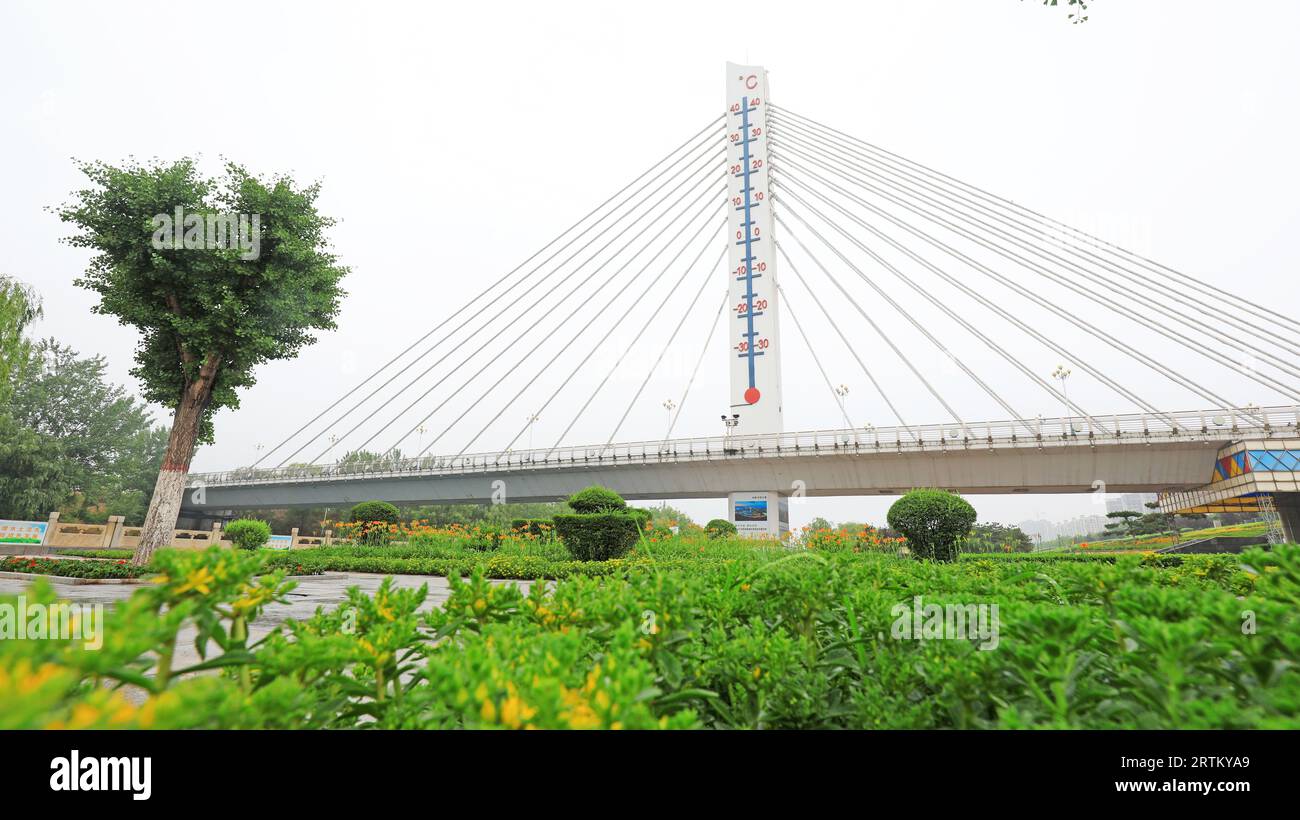 Thermometer shaped cable-stayed bridge, North China Stock Photo - Alamy