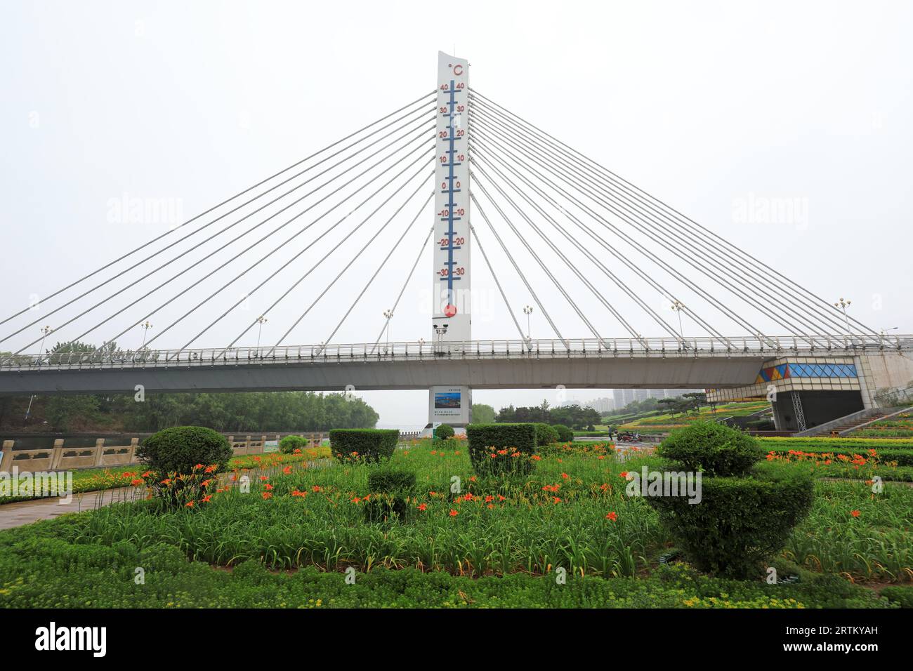 Thermometer shaped cable-stayed bridge, North China Stock Photo - Alamy