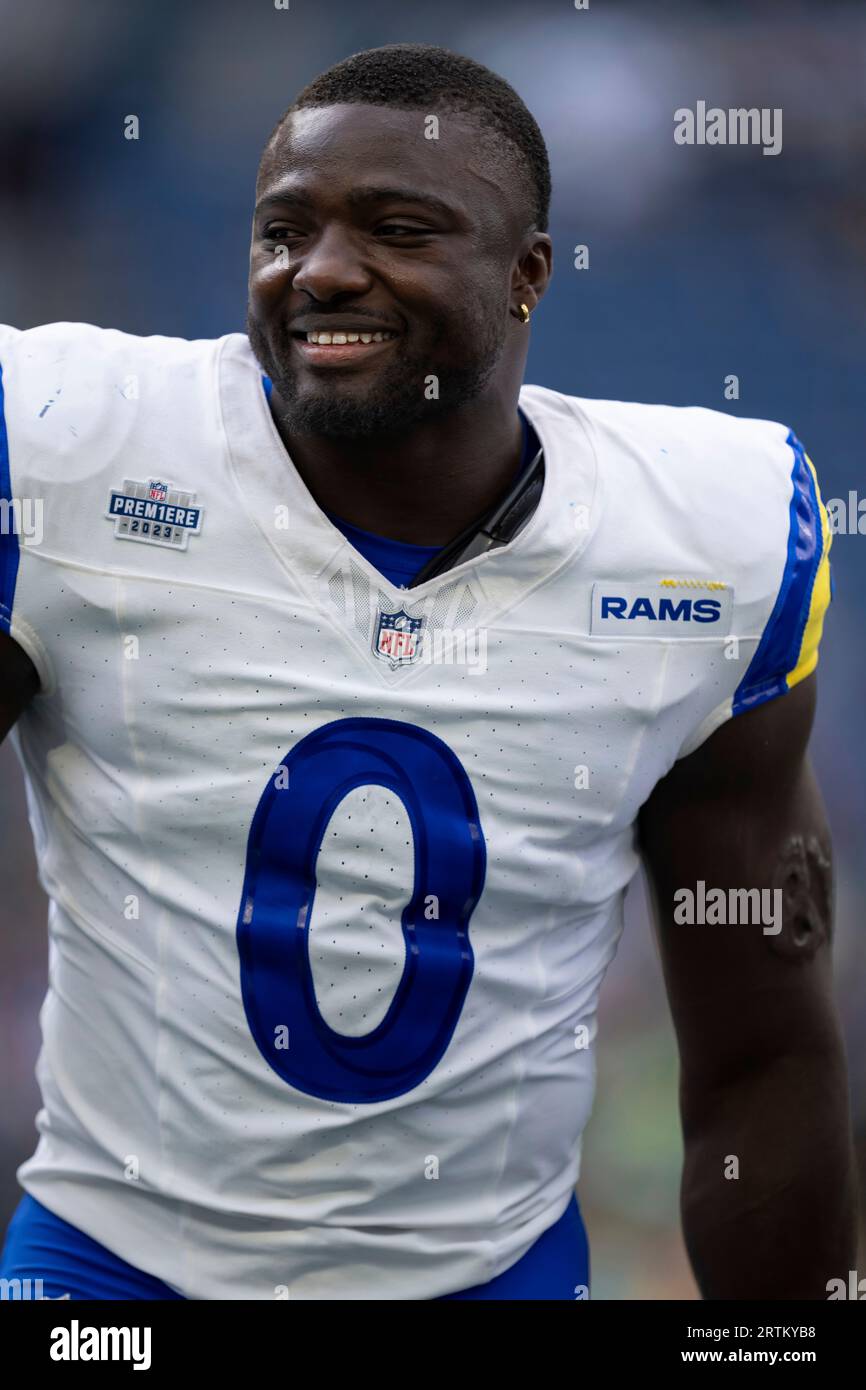Los Angeles Rams linebacker Byron Young (0) looks on after an NFL ...