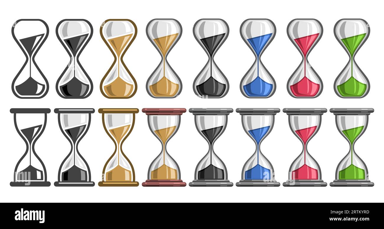 Vector Hourglass Set, decorative banner lot collection of 16 cut out ...