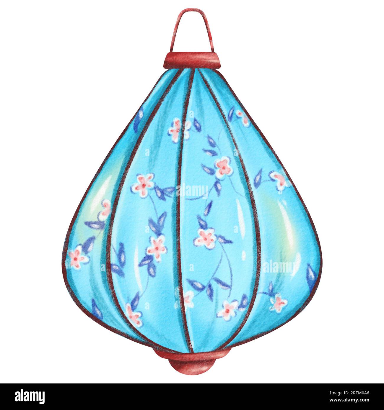 A graceful blue Chinese paper lantern. This Eastern lamp features a ...
