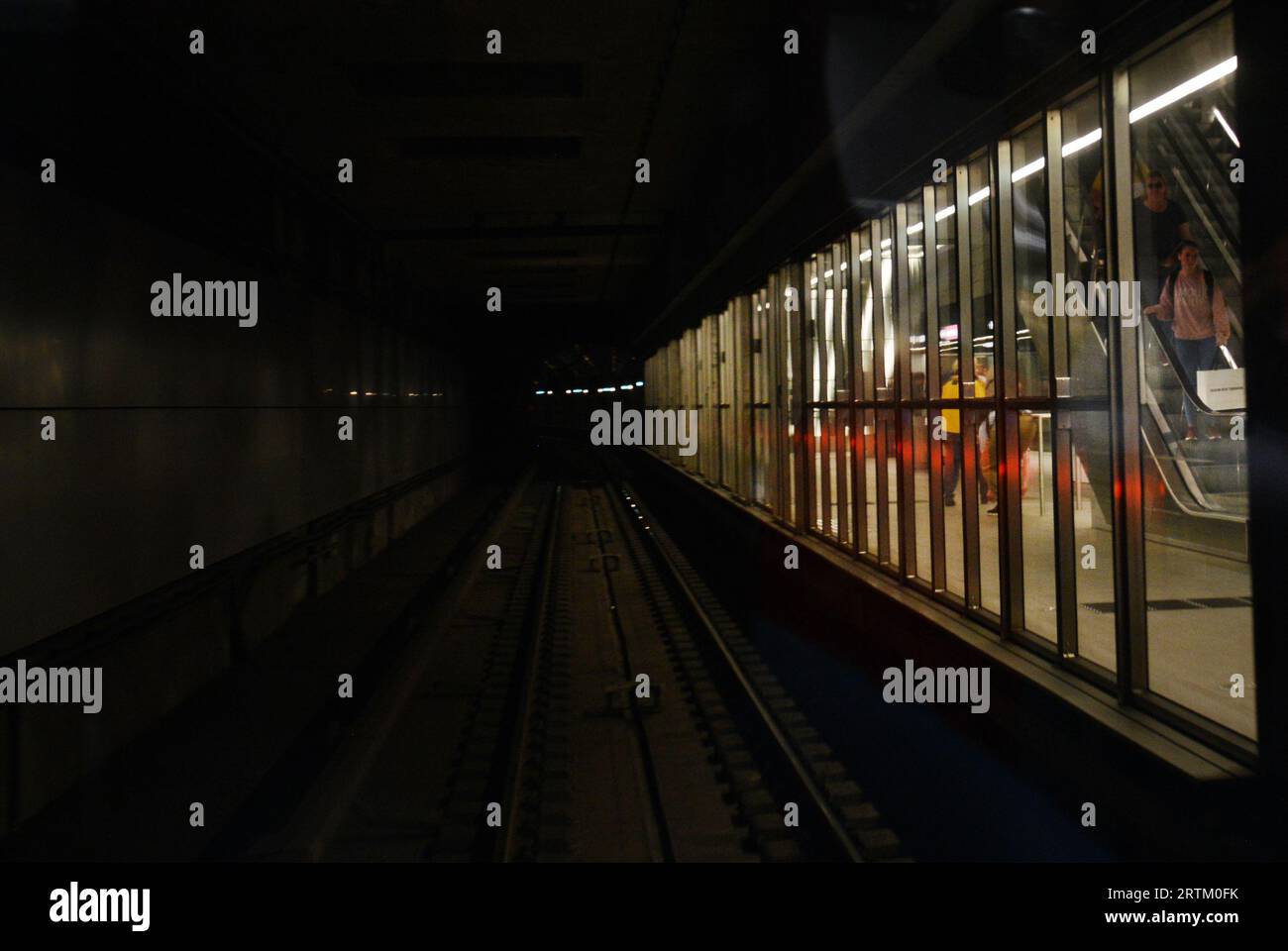 Traveling on the modern Metro system in Copenhagen, Denmark Stock Photo ...