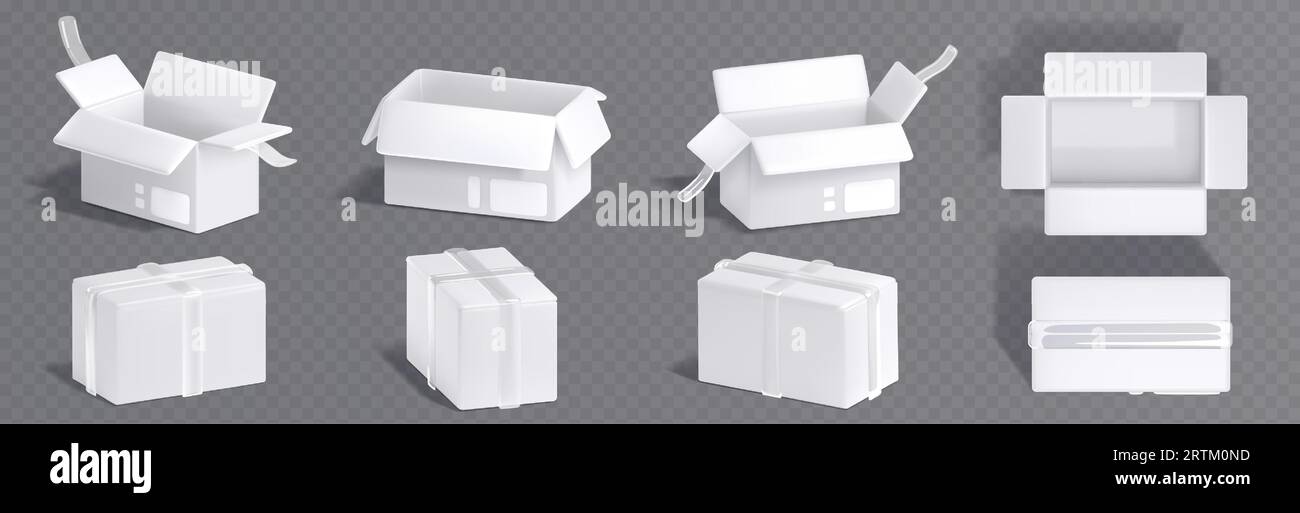 3d white cardboard box package delivery icon vector. Isolated realistic ...