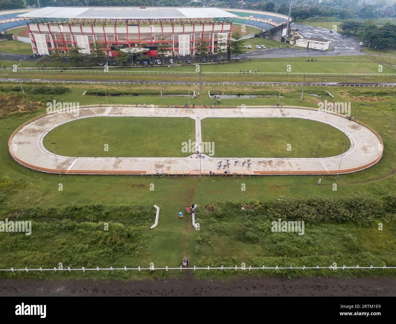 aerial view, circular roller skating track, located next to the Sultan ...