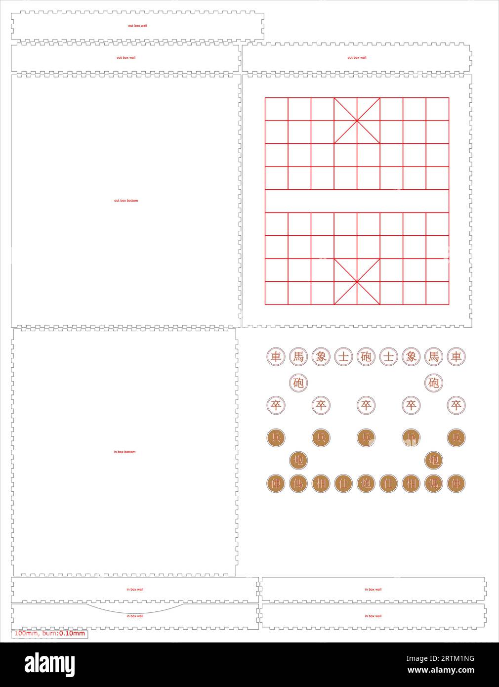 Xiangqi Chinese Chessboard game with sliding drawer box Cnc. laser cut ...