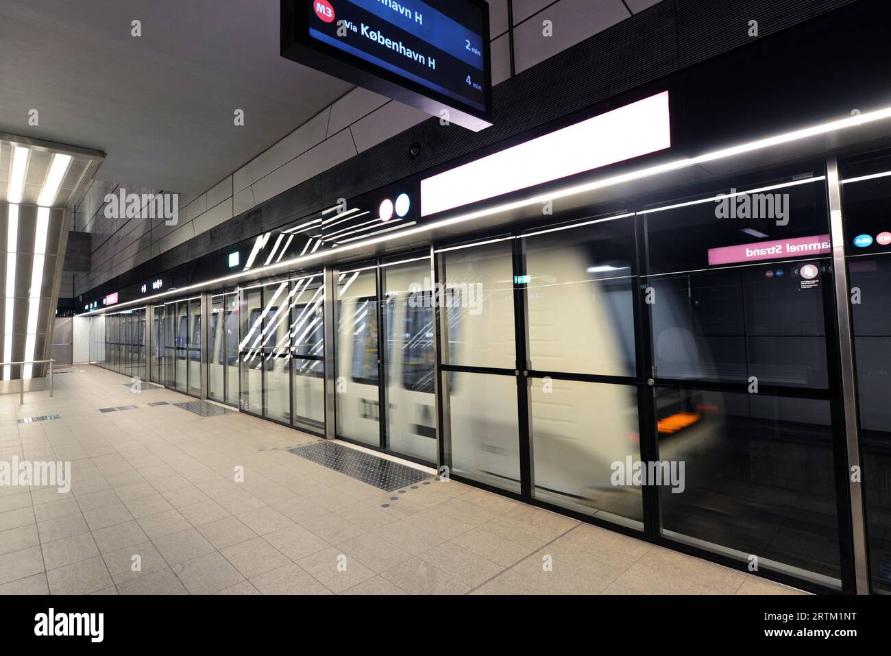 Traveling on the modern Metro system in Copenhagen, Denmark Stock Photo ...