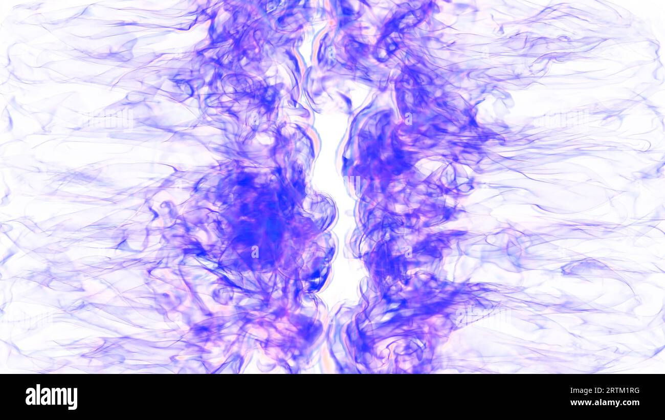 3d illustration. Tongues of lilac flame collide from opposite sides on ...