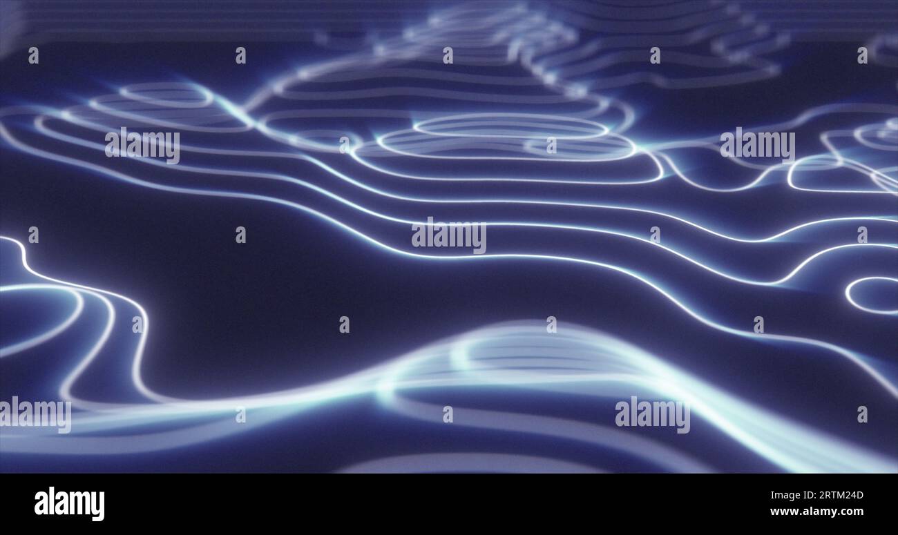 Abstract blue futuristic hi-tech landscape with mountains and canyons ...
