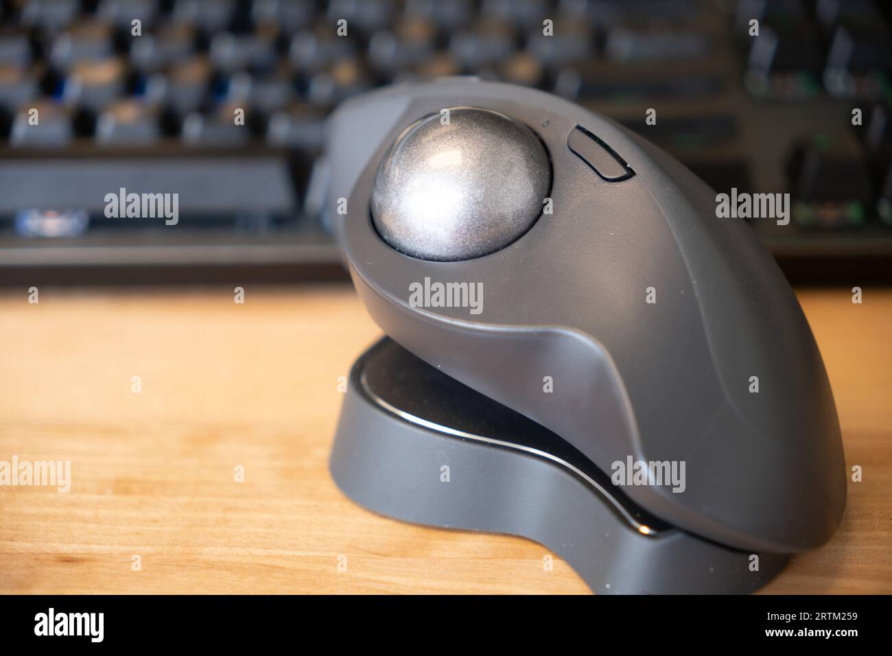 Computer Trackball mouse on office desk at work Stock Photo - Alamy