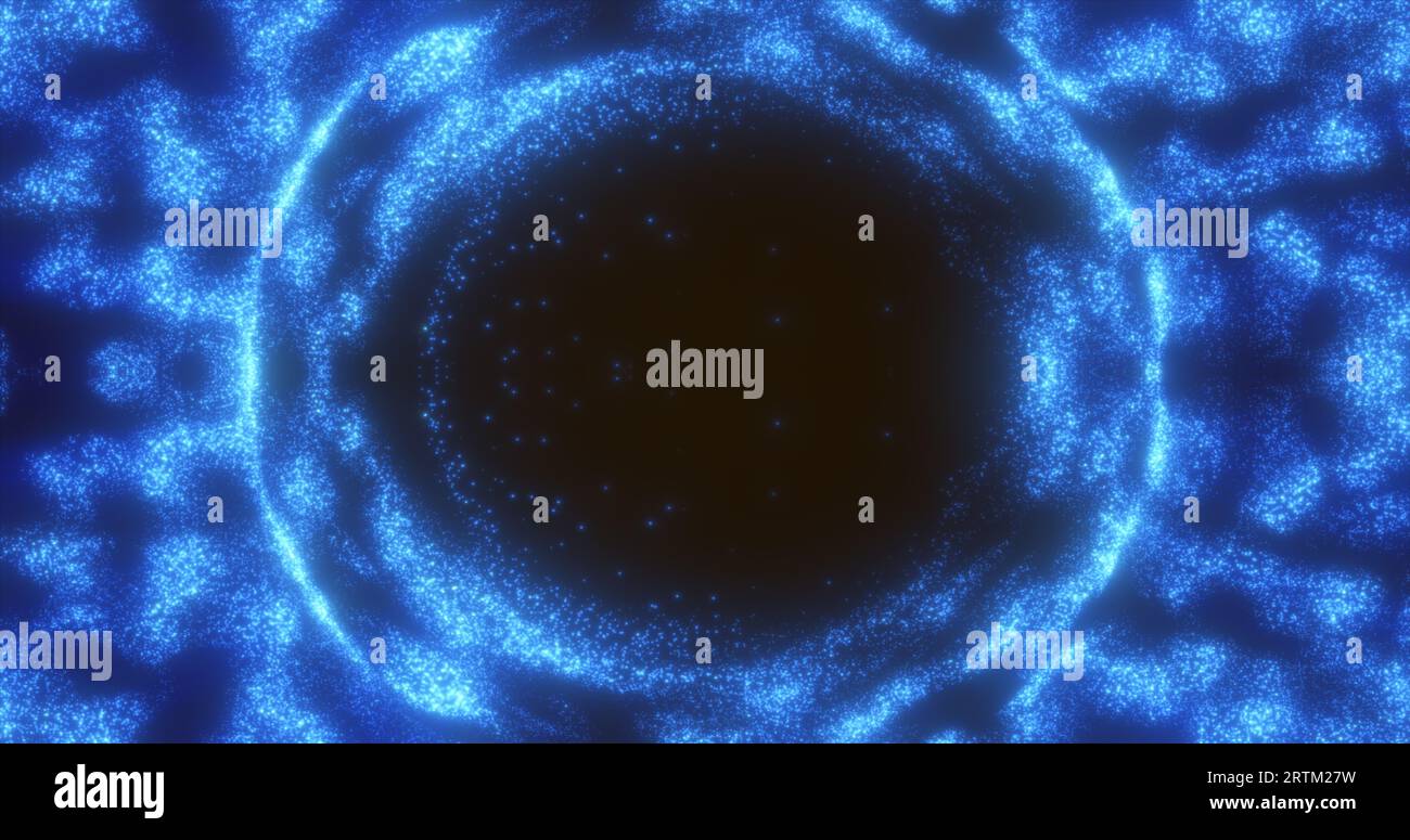 Abstract background of an energetic blue magic ring of glowing ...