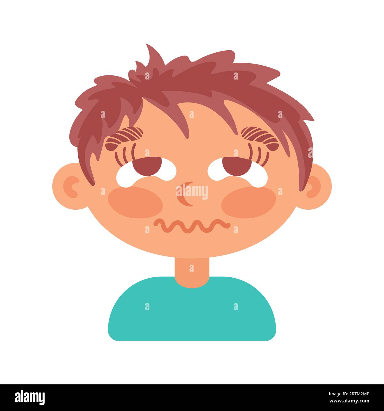 Shaggy brunette boy disgusted. In cartoon style. Human emotions Stock ...