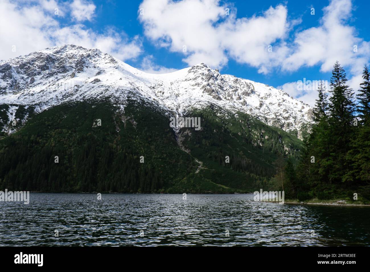 Morskie Oko lake Snowy Mountain Hut in Polish Tatry mountains, Zakopane ...