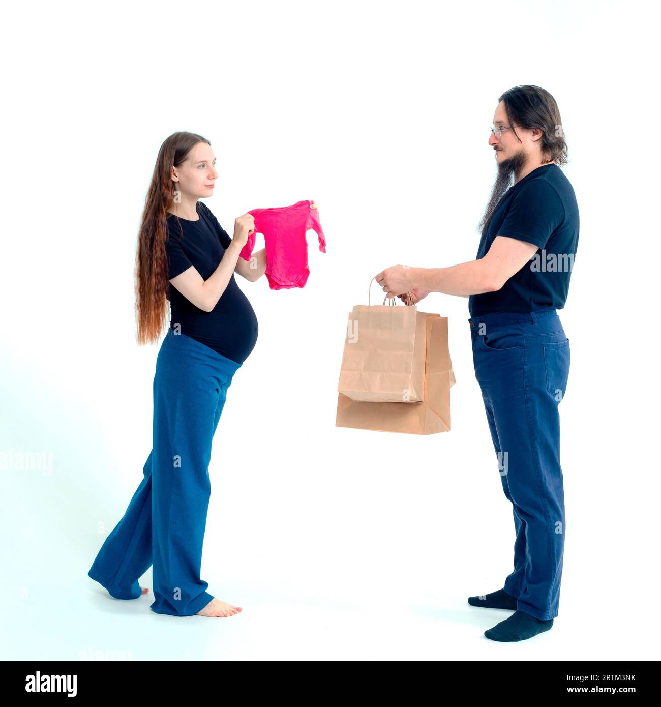 pregnancy, shopping, parenthood and happiness concept - happy young ...