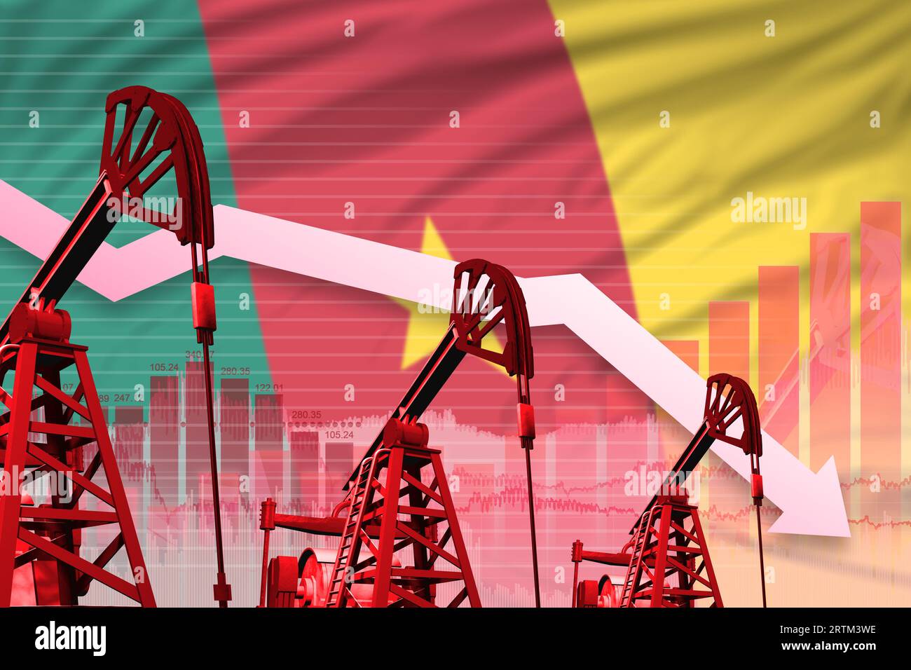 Cameroon oil industry concept, industrial illustration - lowering down ...