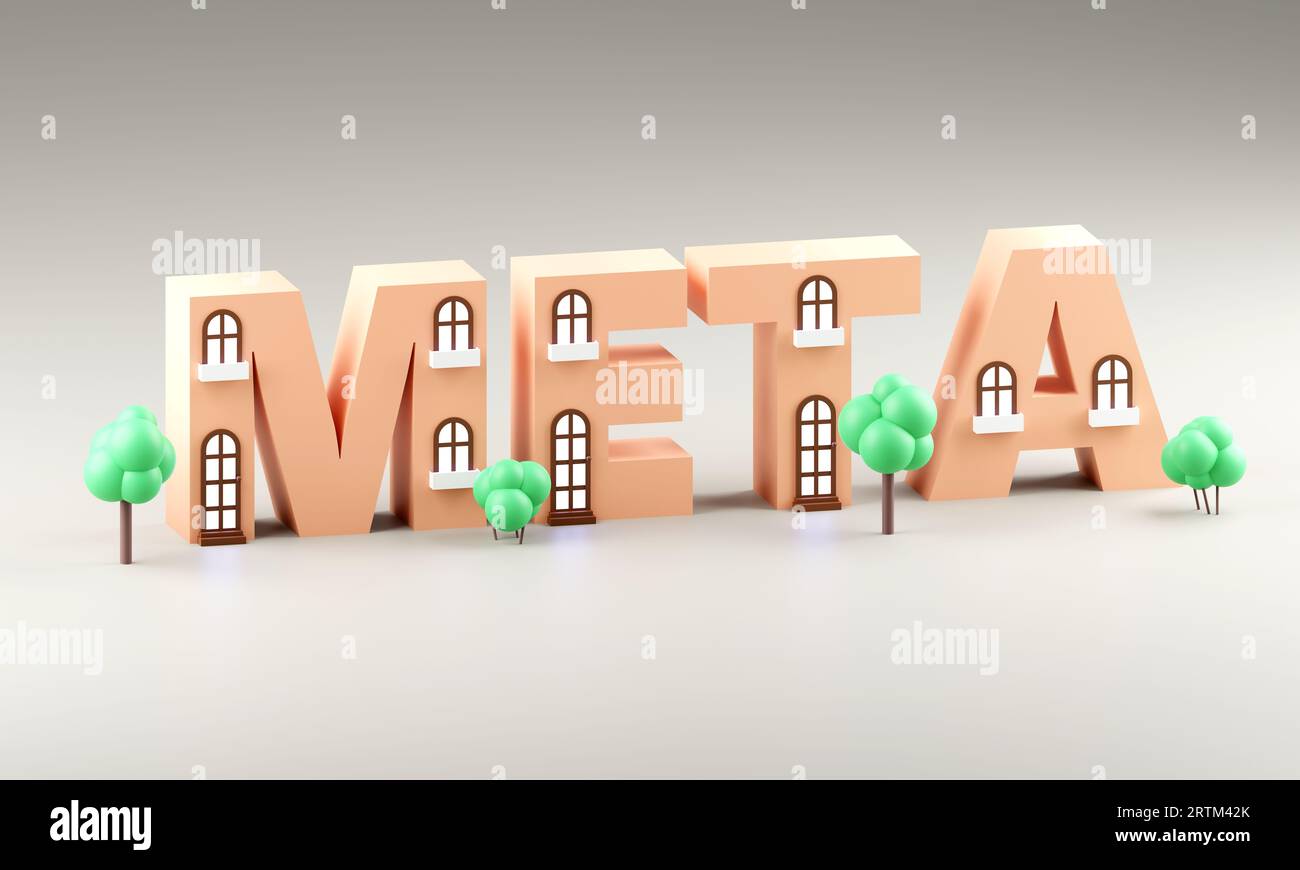 3d rendered sign Meta on grey podium, soft light, smooth background, 3d ...