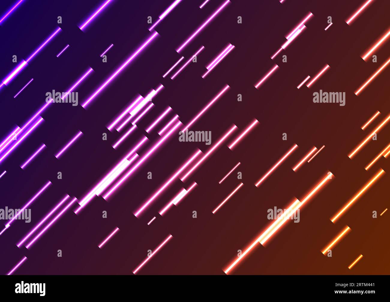 Glowing violet and orange sci-fi retro graphic design with neon laser ...