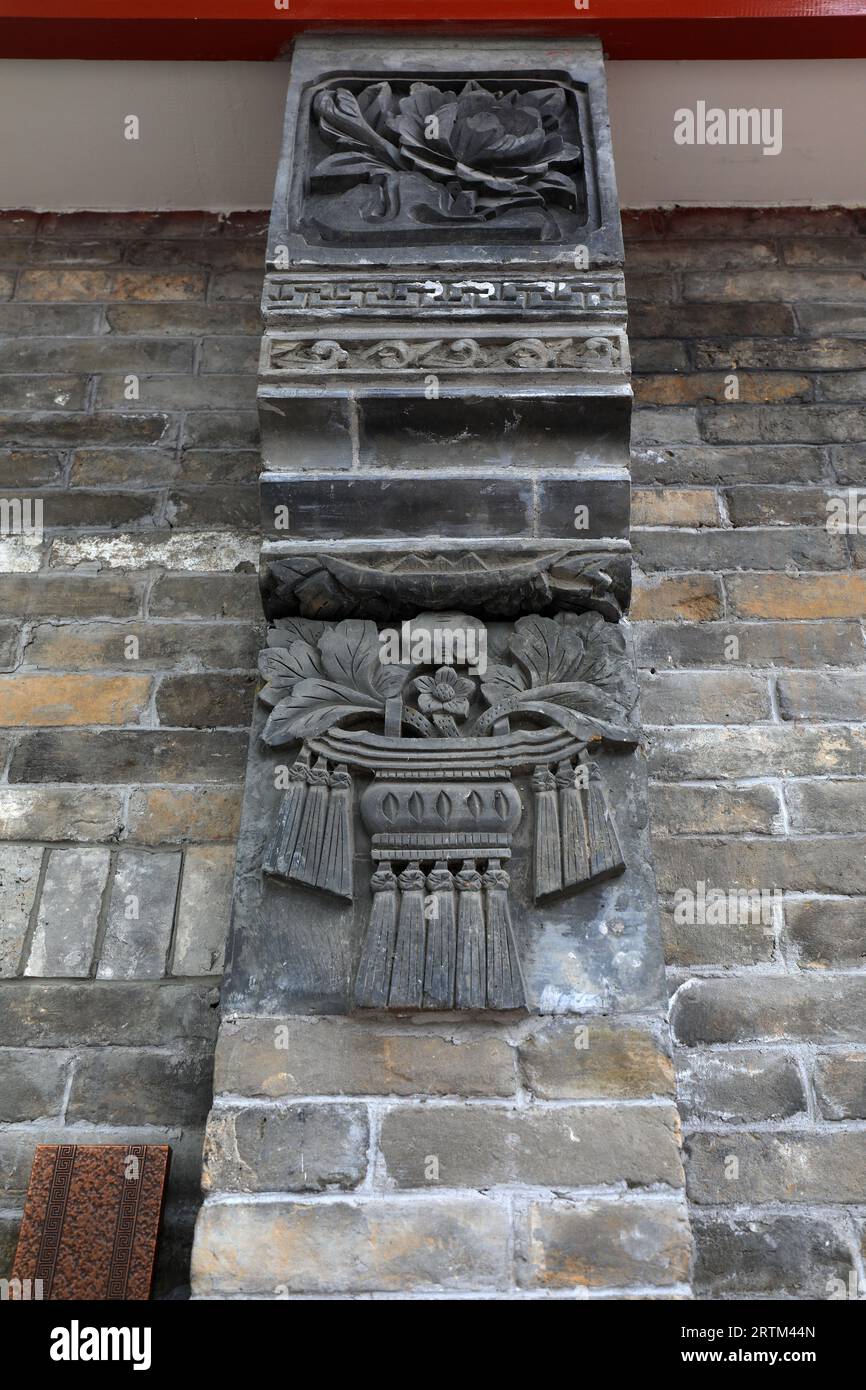 Chinese traditional brick carving architectural landscape, Beijing ...