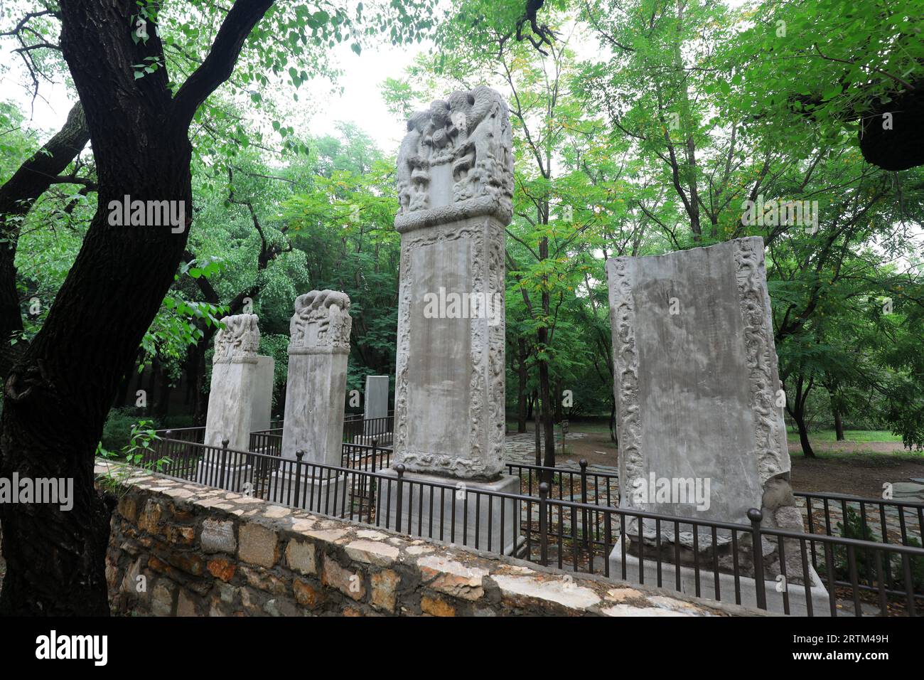 Chinese traditional stone tablet architectural landscape in a tourist ...