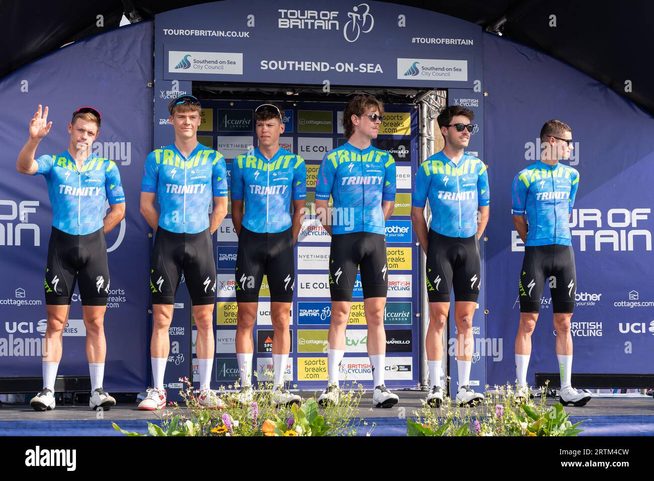 Riders of team Trinity Racing at the Tour of Britain cycle race Stage 6 ...